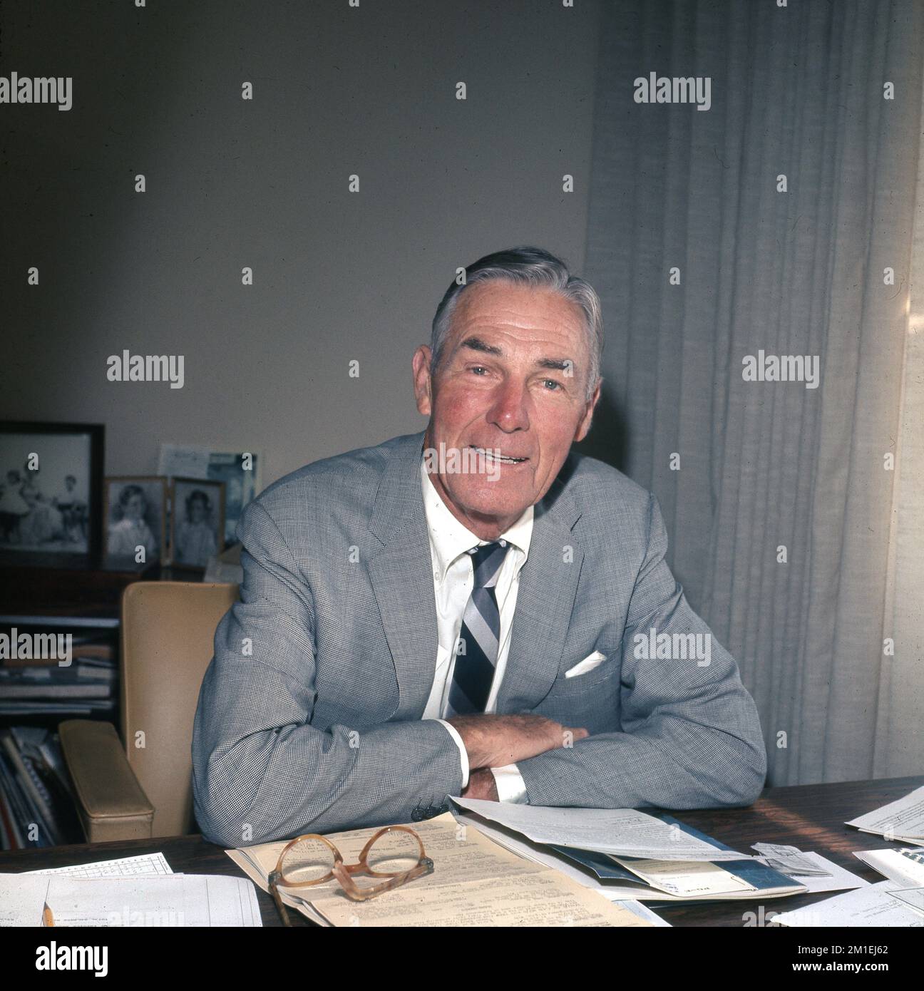 RANDOLPH SCOTT candid colour portrait in his office in 1972 Stock Photo ...