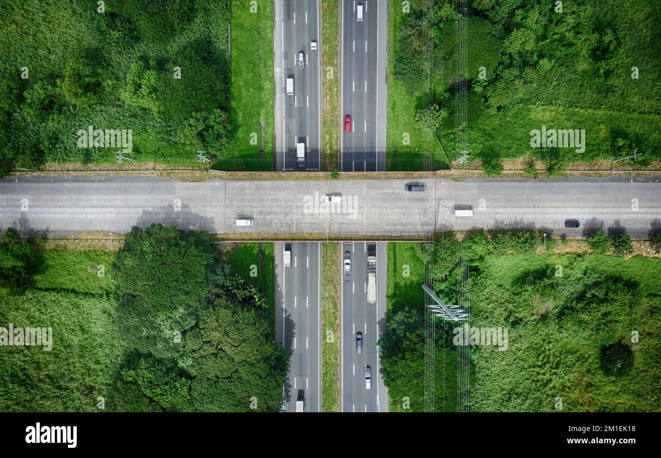 An aerial drone view of overpass bridge of ETON and South Luzon ...