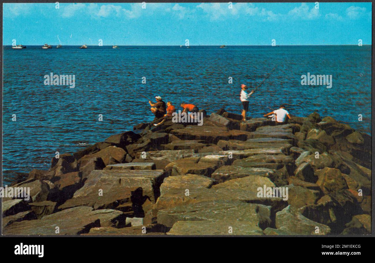 Jetty fishing , Fishing, Seas, Jetties, Tichnor Brothers Collection ...