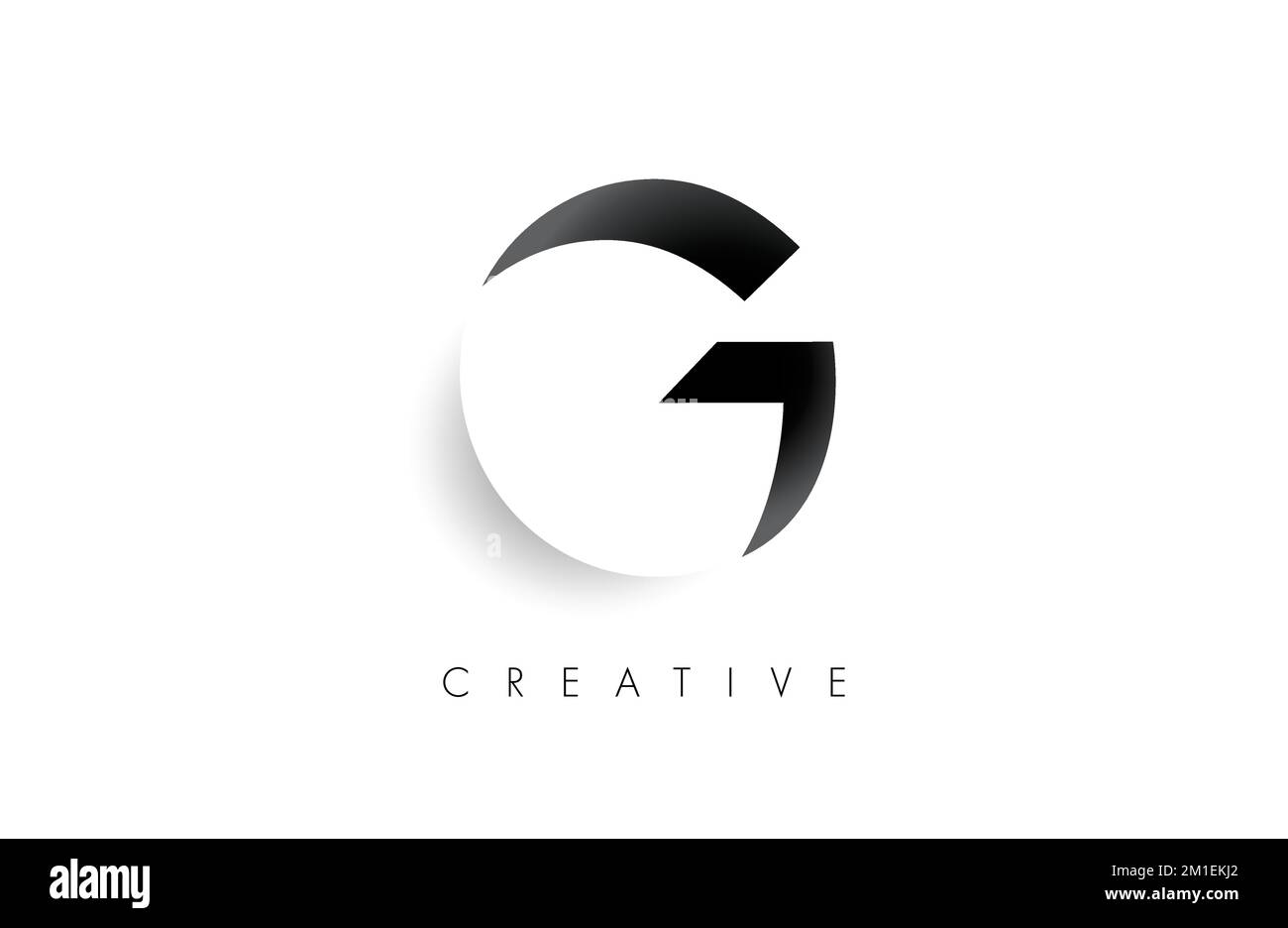 Negative Space Letter G Logo Icon Design with soft shaddow in black and ...