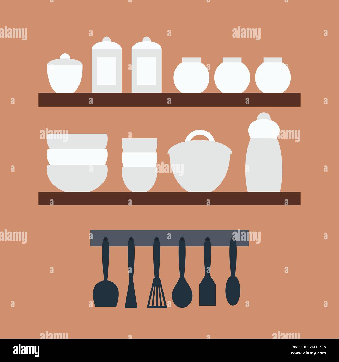 Kitchen equipment on shelf Stock Vector Images - Alamy