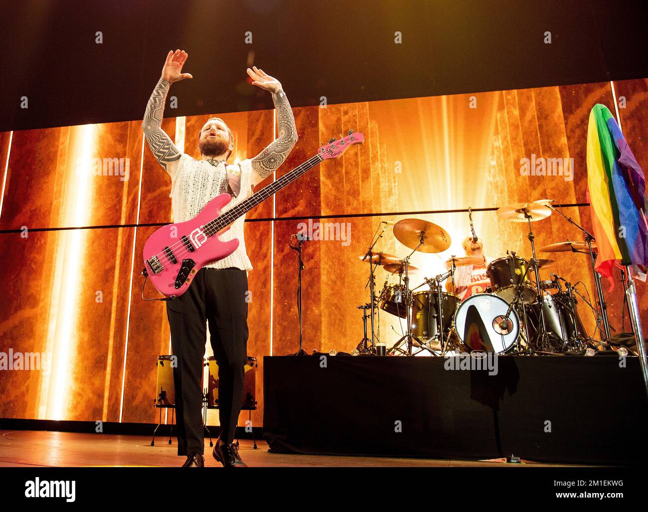 Imagine Dragons - Daniel Platzman, Ben McKee perform onstage during ...