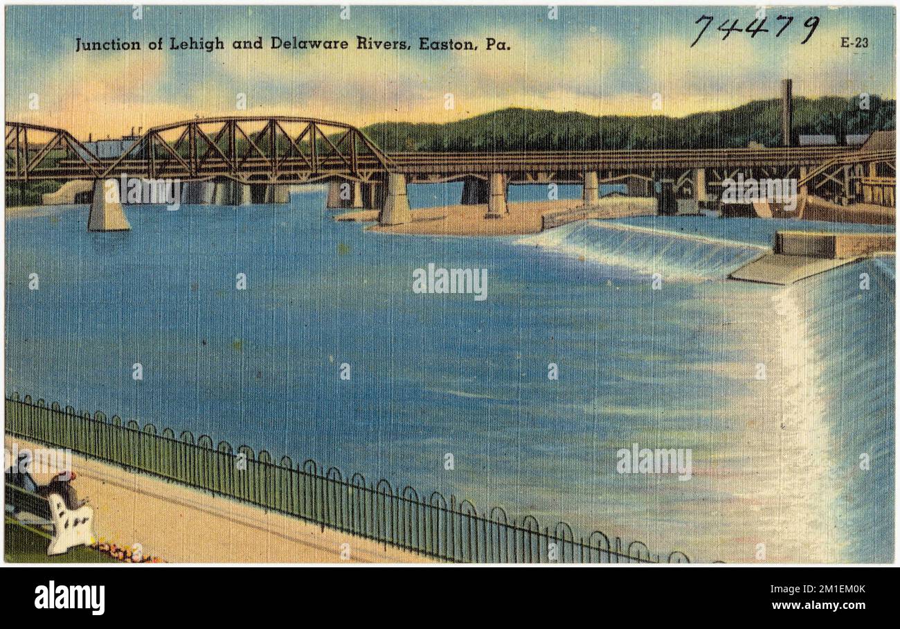 Junction of Lehigh and Delaware Rivers, Easton Pa. , Rivers, Bridges ...