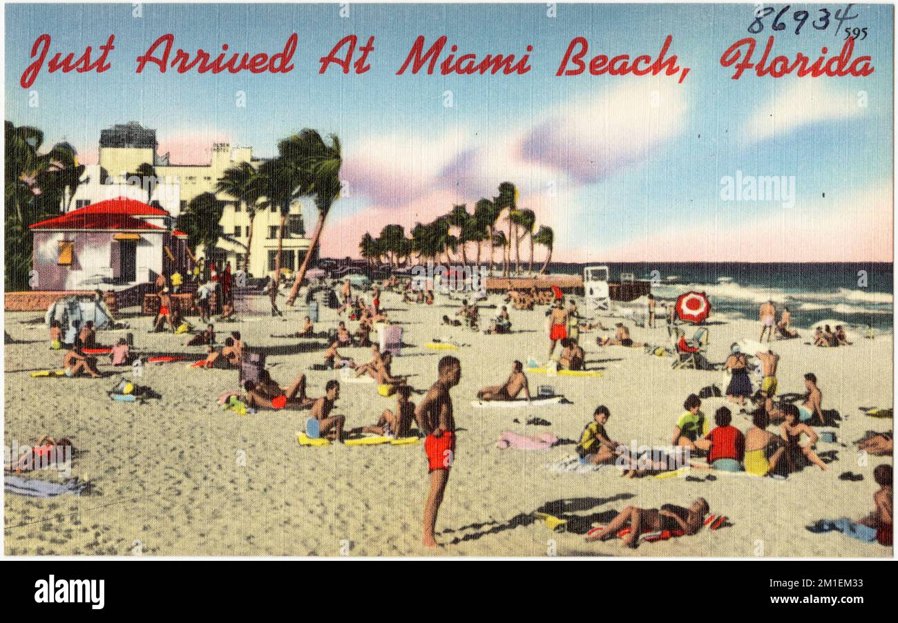 Just arrived at Miami Beach, Florida , Beaches, Tichnor Brothers ...
