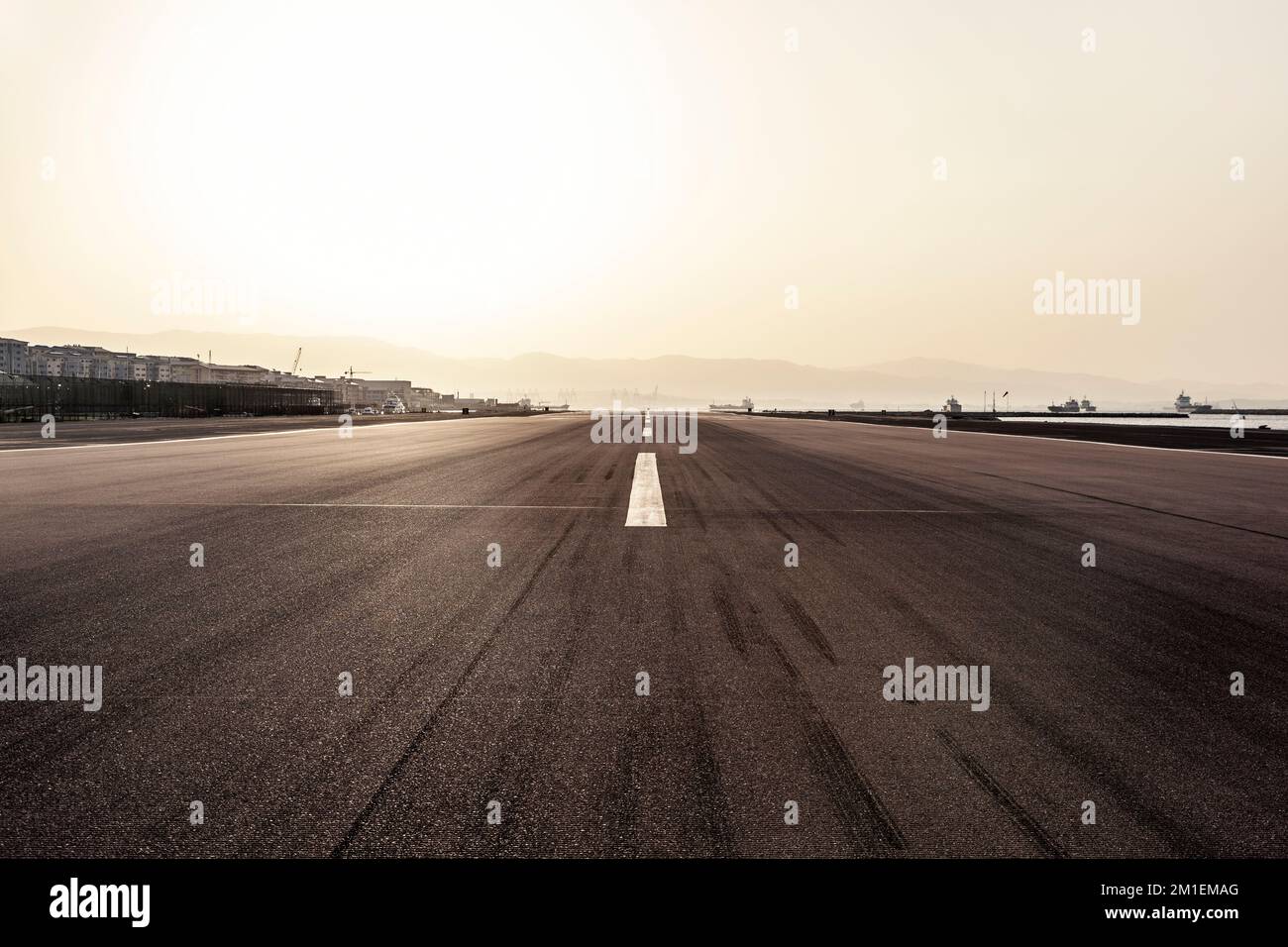 Runway on the Gibraltar International Airport, Gibraltar Stock Photo ...