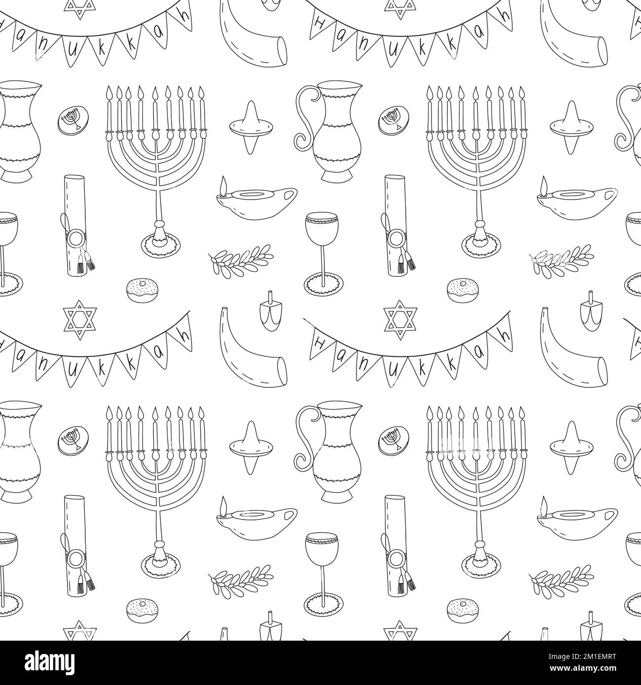 Menorah seamless pattern hanukkah Stock Vector Images - Alamy