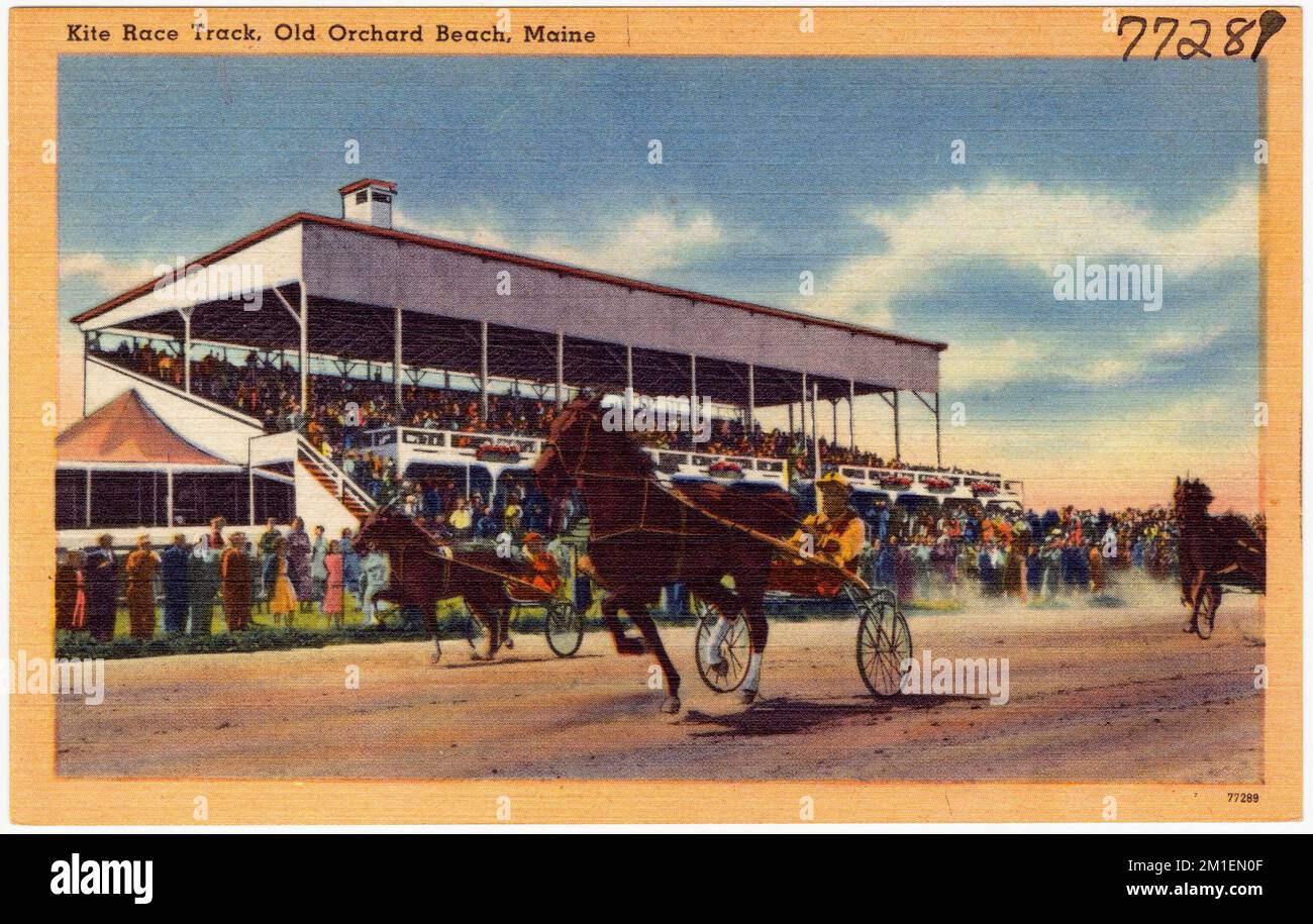 Kite Race Track, Old Orchard Beach, Maine , Tichnor Brothers Collection ...