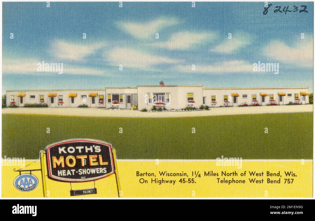 Koth's Motel, Barton, Wisconsin, 1 1/4 miles north of West Bend, Wis ...