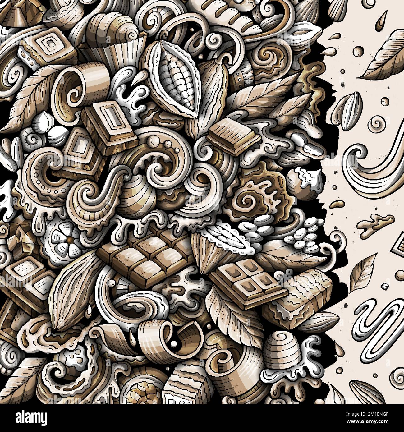 Chocolate hand drawn vector doodles frame. Choco border design. Sweet ...