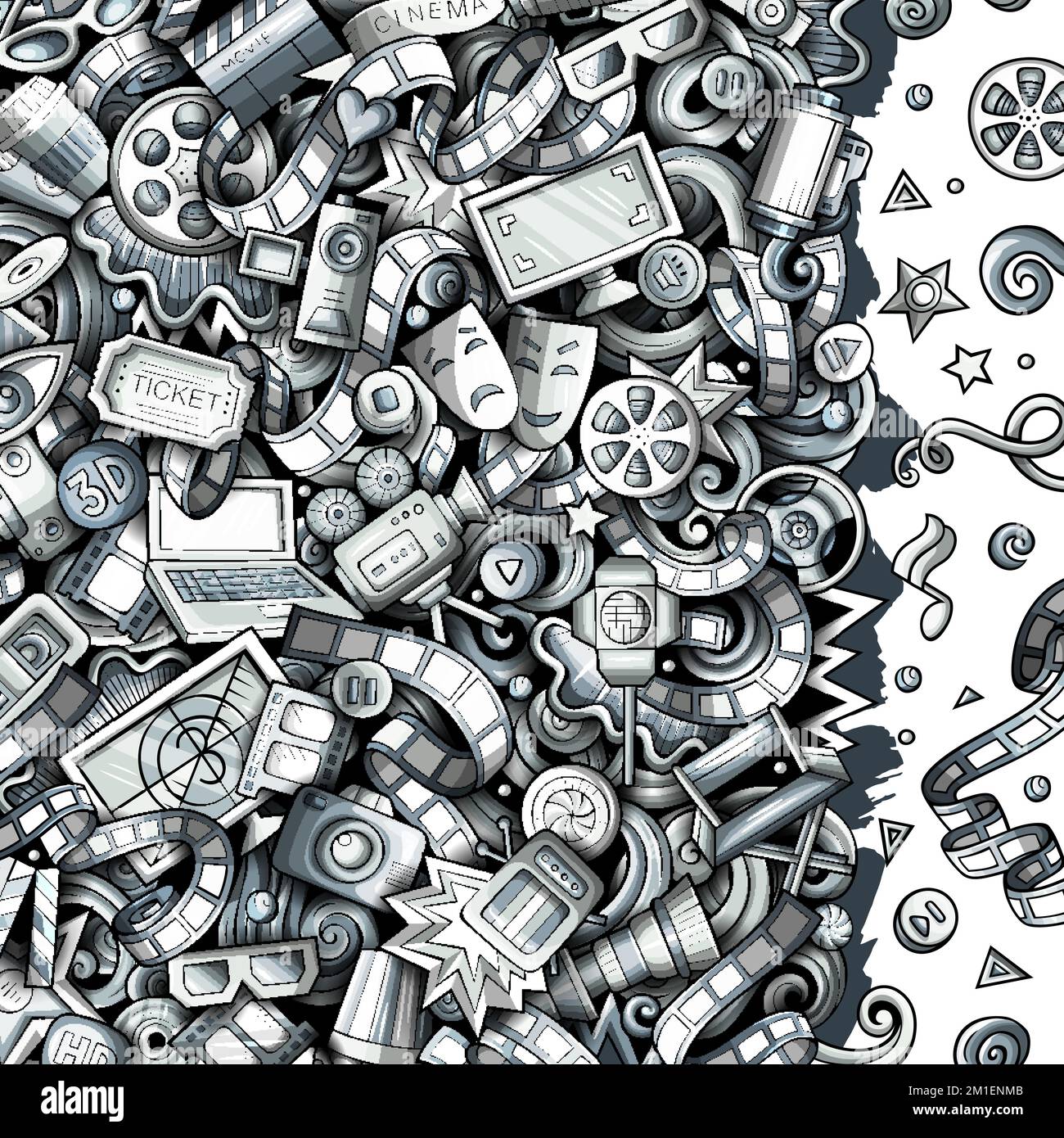 Cartoon cute doodles cinema frame design. detailed, with lots of ...