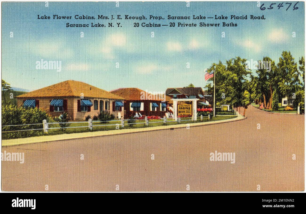 Lake Flower Cabins, Mrs. J. E. Keough, Prop., Saranac Lake -- Lake ...