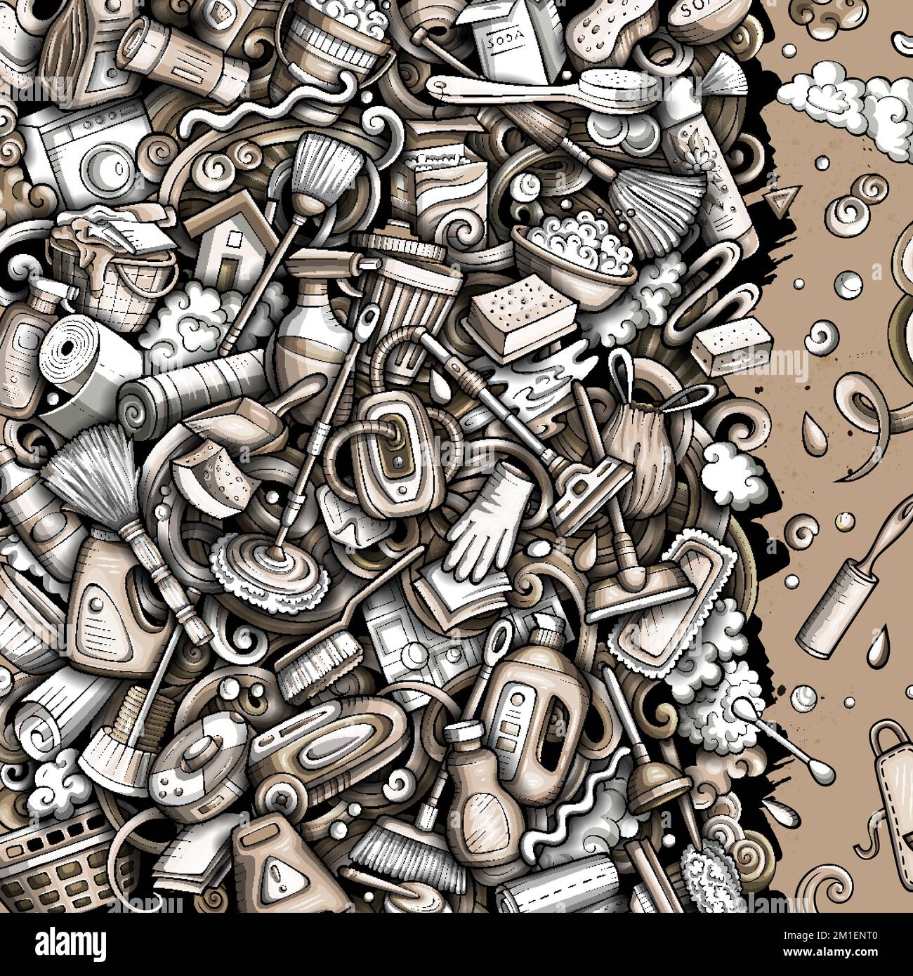 Cleaning vector doodles frame. Cleanup border design. Clean elements ...