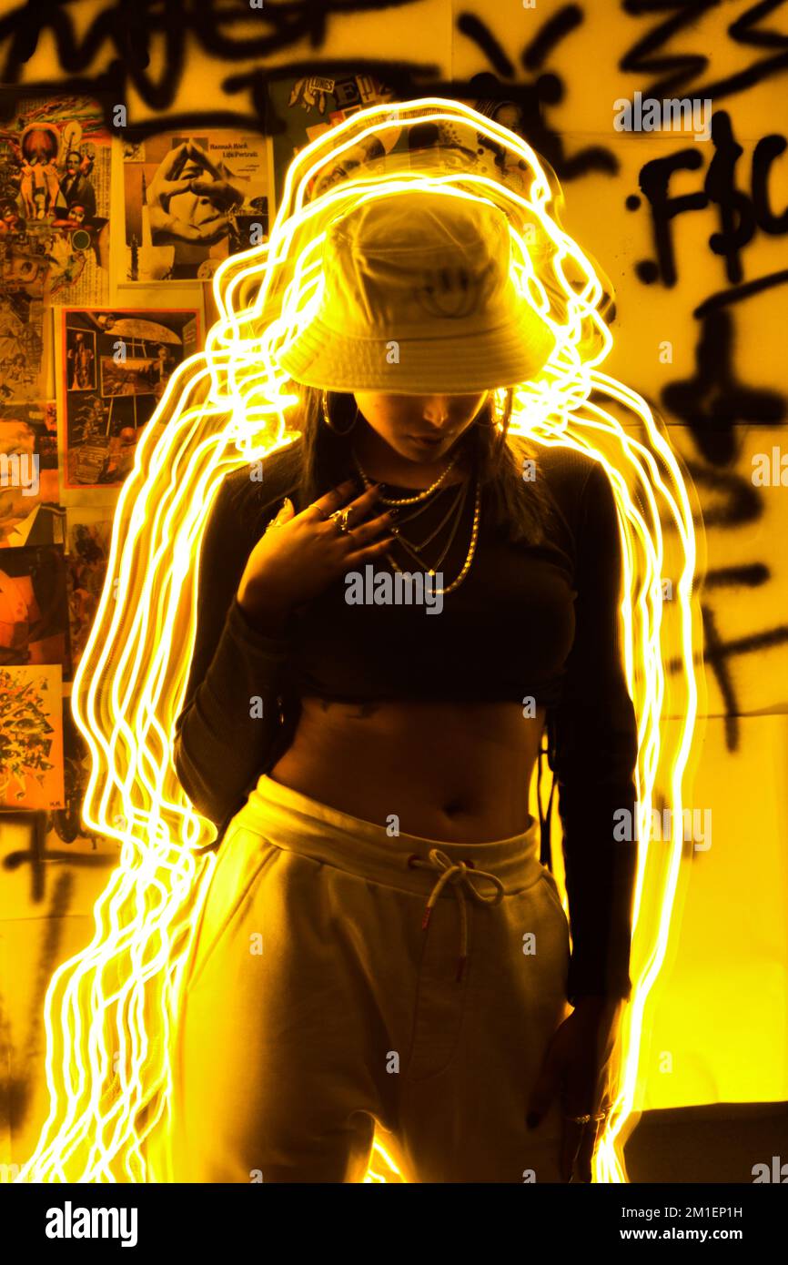 Female light painting model hi-res stock photography and images - Alamy
