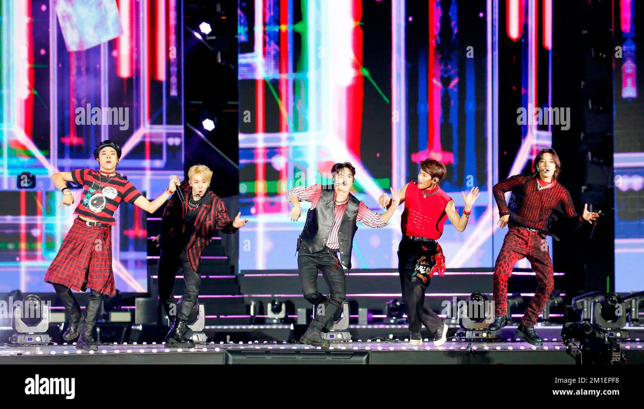MCND, Oct 7, 2022 : K-pop boy band MCND performs during the-K Concert held as a part of K ...