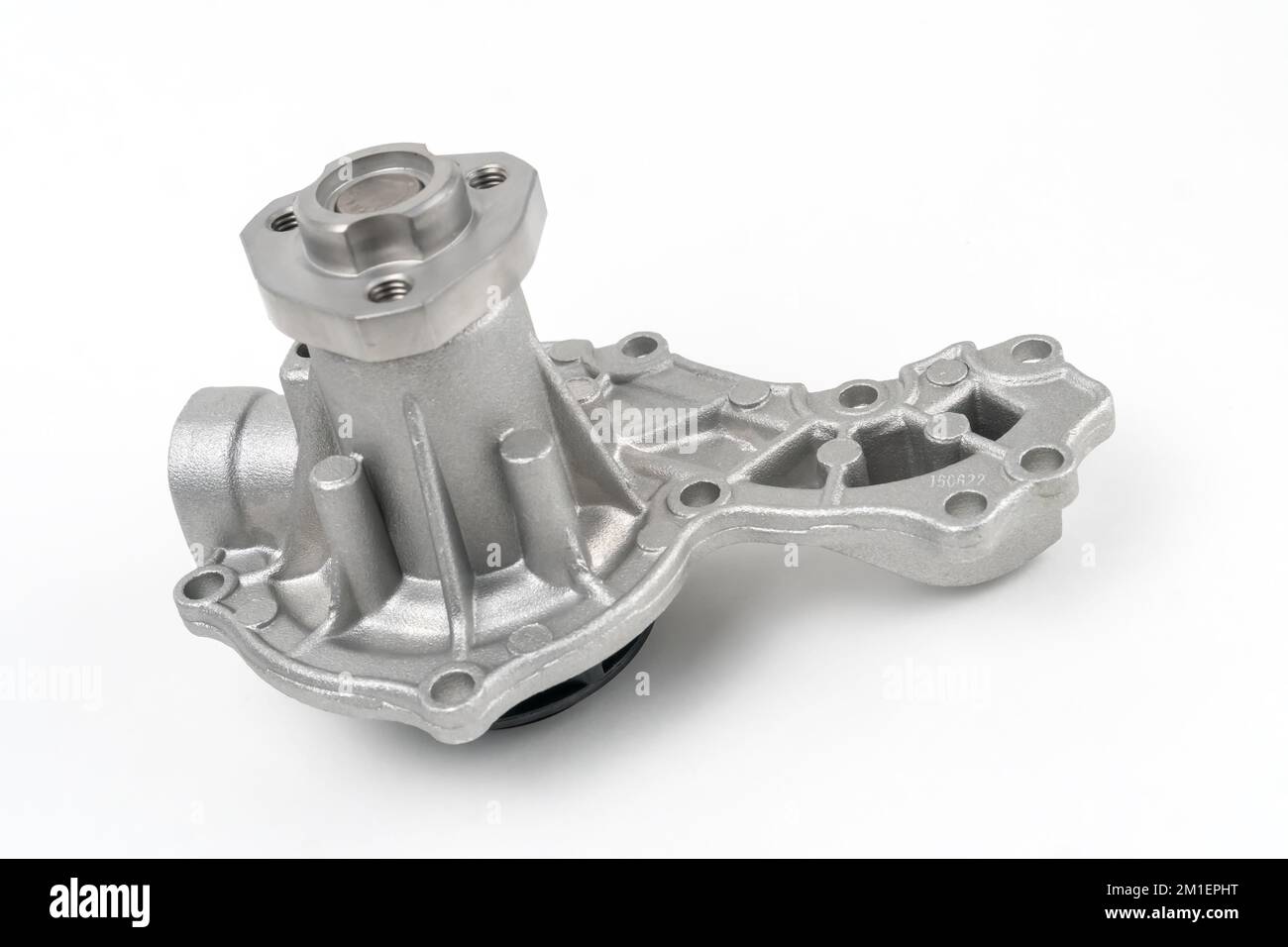 Close-up of a new spare part for a car water pump on a white background ...