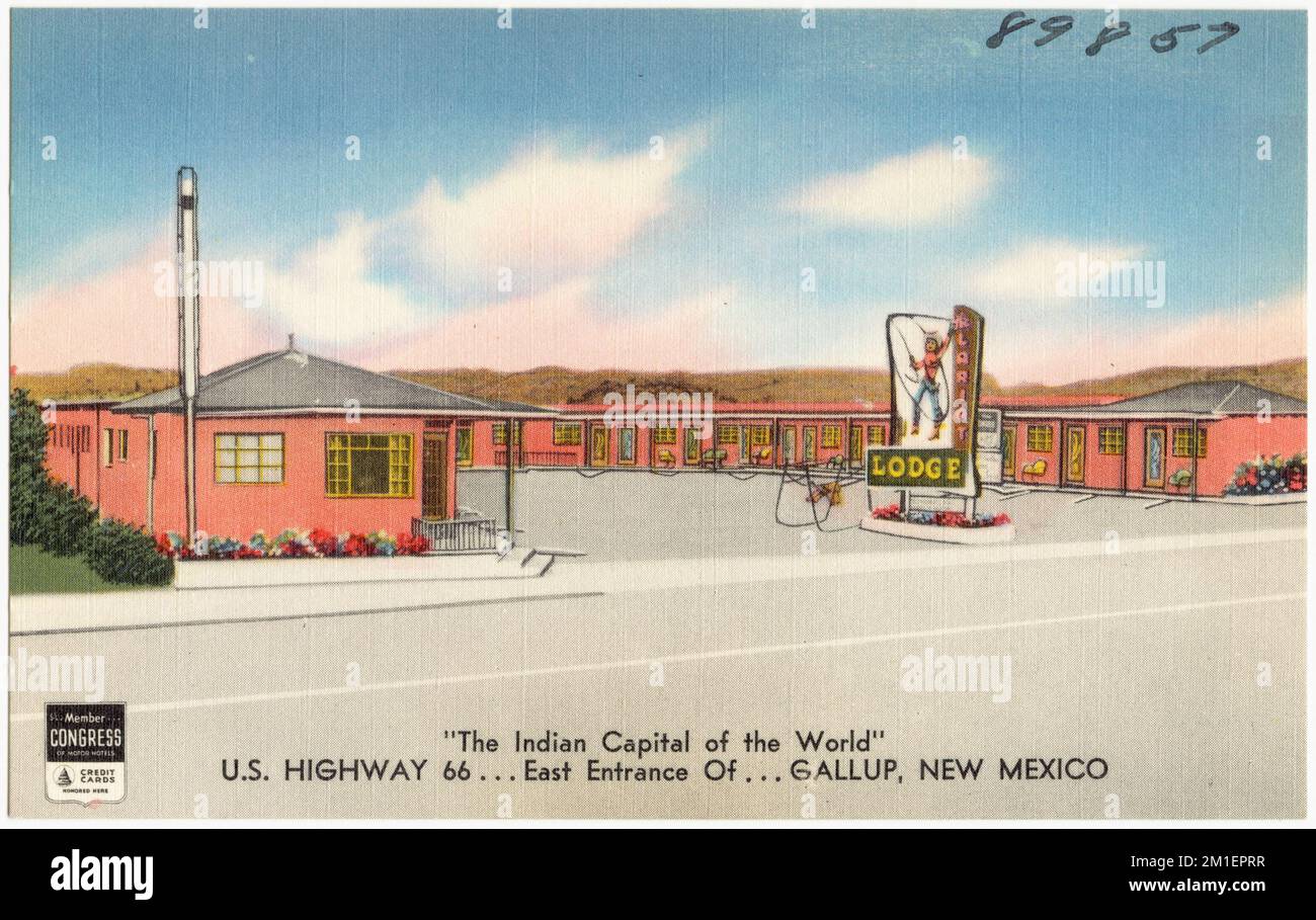 Lariat Lodge, 'The Indian capital of the World', U.S. Highway 66 ...
