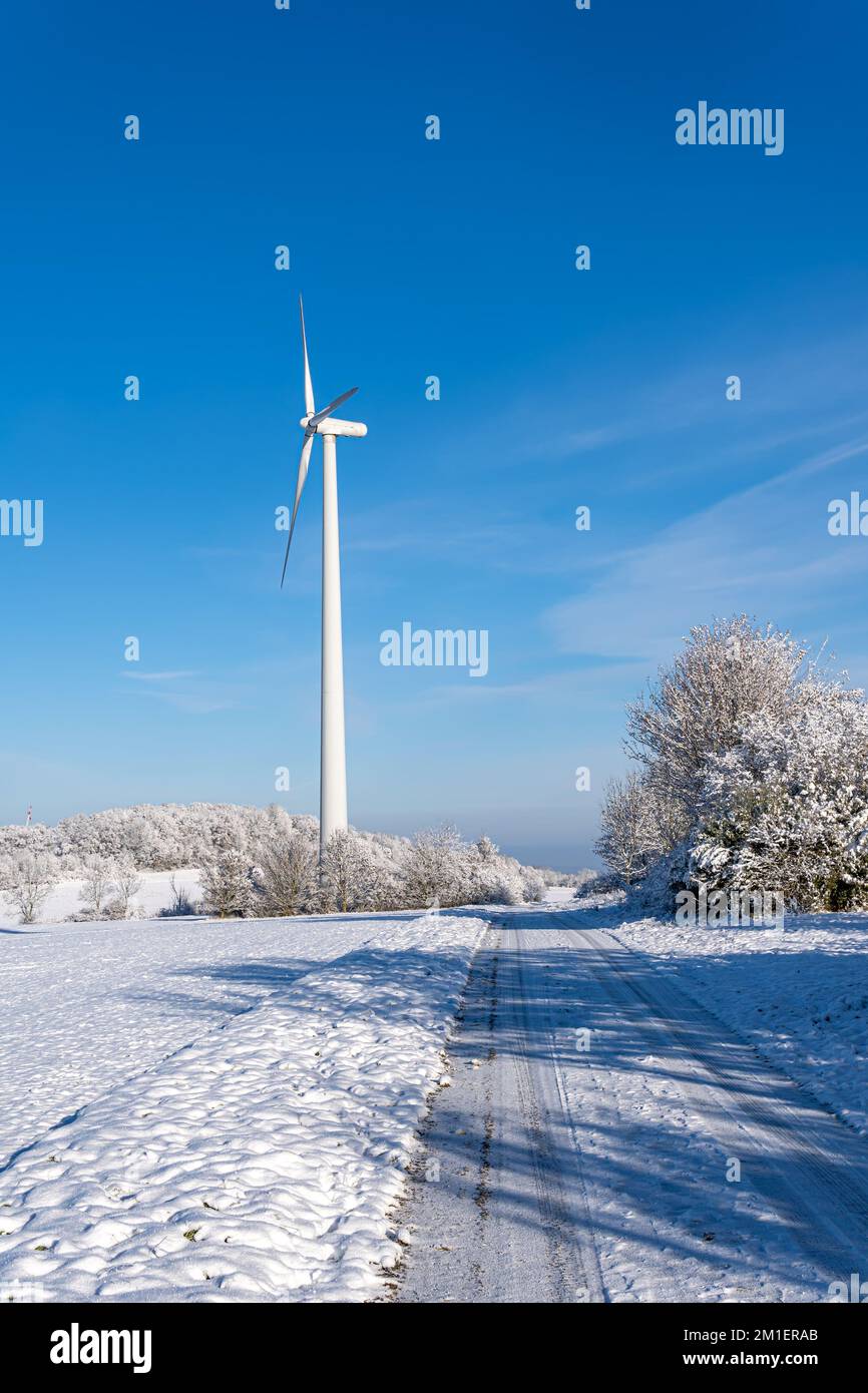 Wind Turbine in a Winter Landscape Stock Photo - Alamy