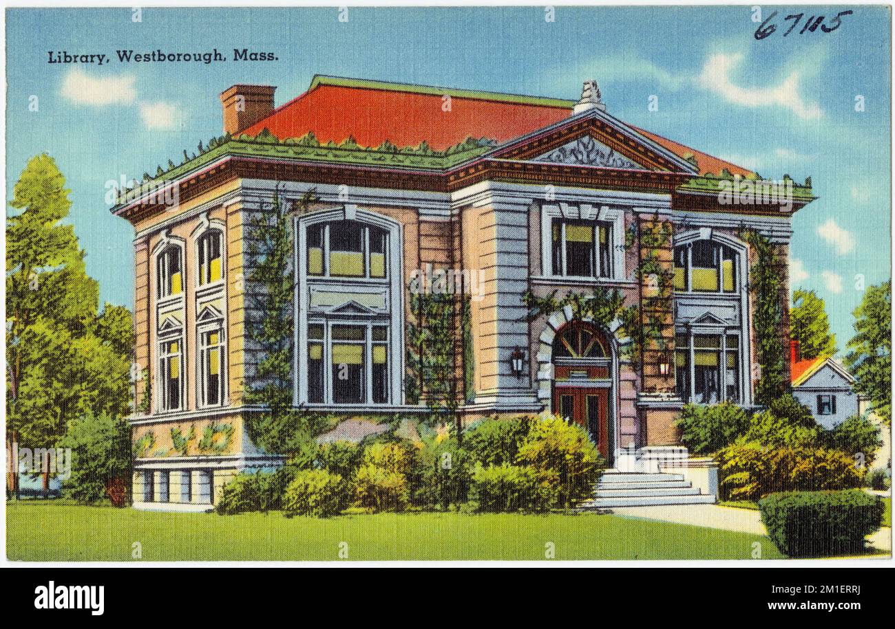 Library, Westborough, Mass. , Libraries, Tichnor Brothers Collection ...