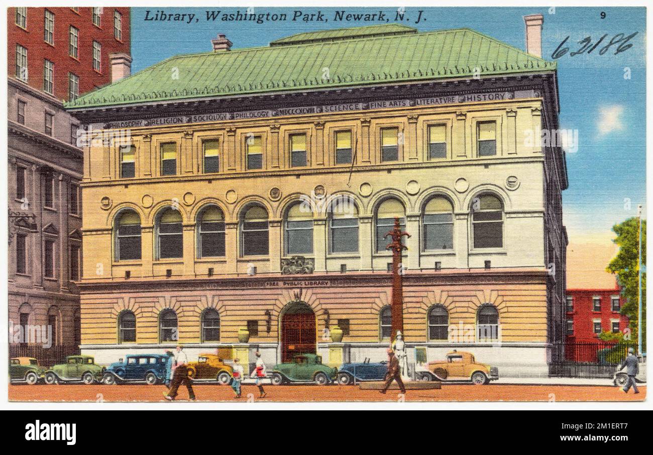Library, Washington Park, Newark, N. J. , Public libraries, Tichnor Brothers Collection ...