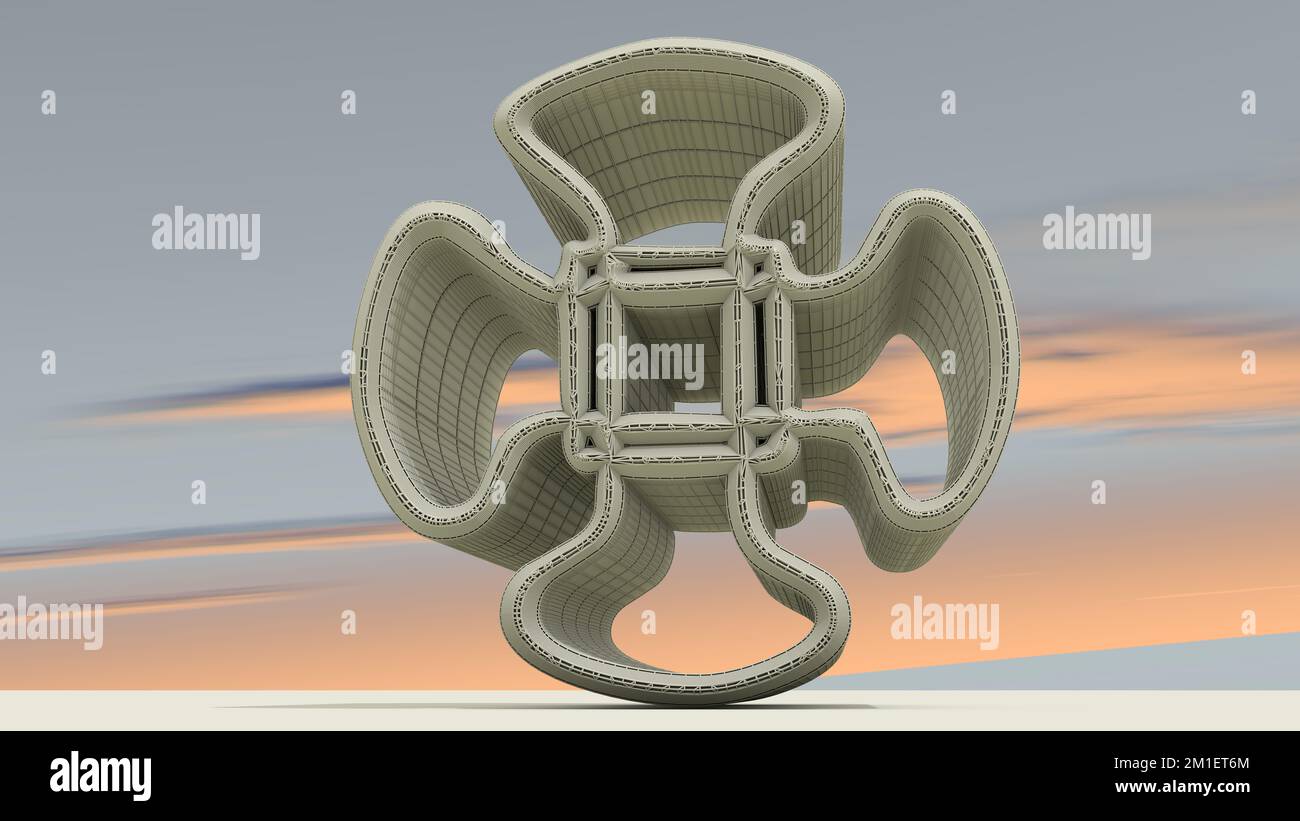 A 3D Illustration of an architectural structure based on a Christian ...