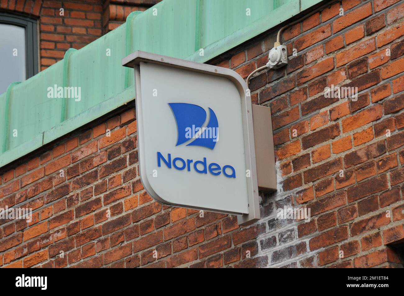 Copenhagen/Denmark/12 December 2022/ Nordea bank branch in danish ...