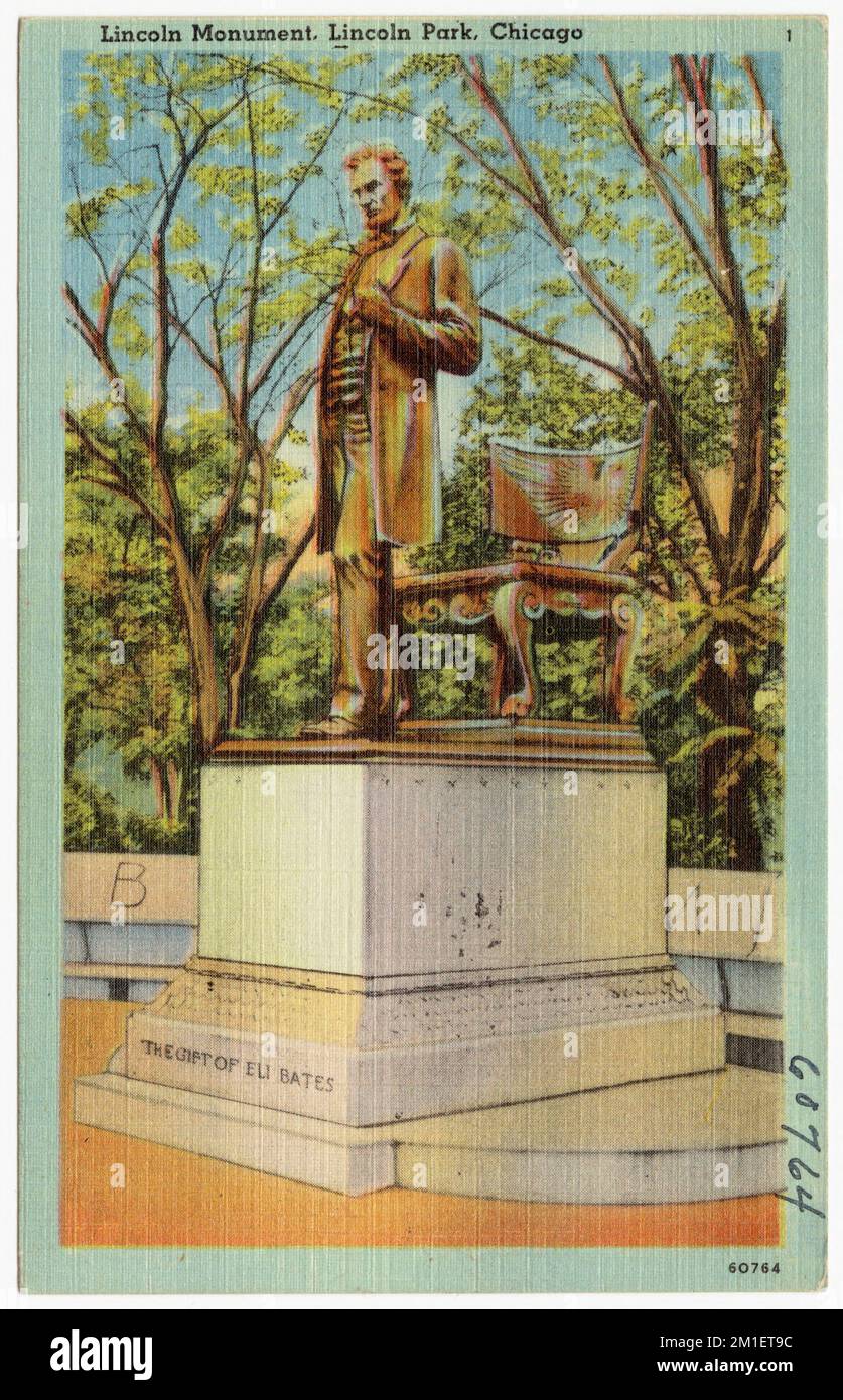 Lincoln Monument, Lincoln Park, Chicago , Parks, Monuments & memorials, Tichnor Brothers ...