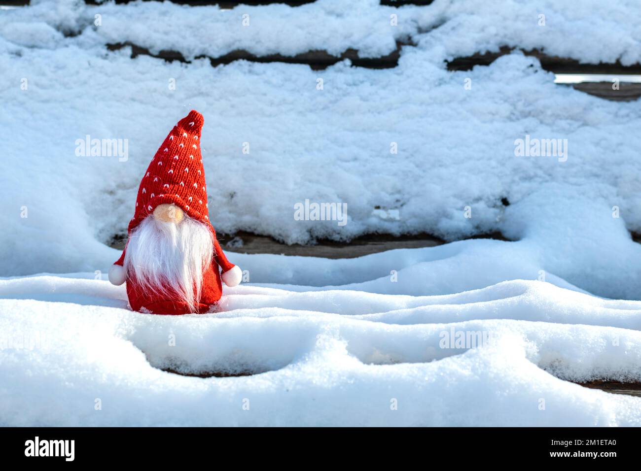 Christmas holiday card Cute scandinavian gnomes with red hat and white ...