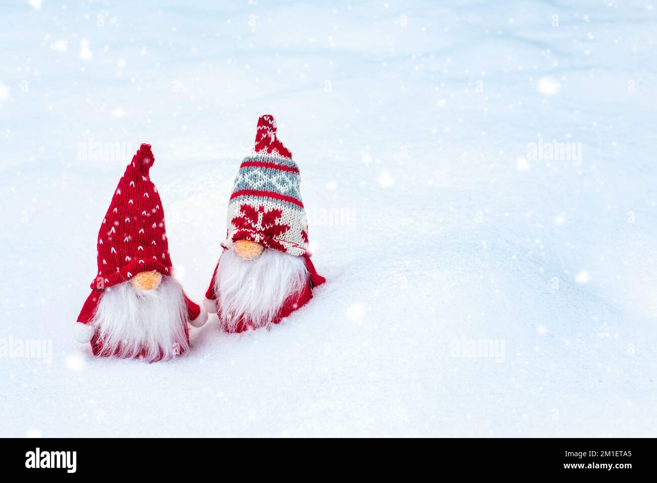Christmas holiday card Cute scandinavian gnomes with red hat and white ...