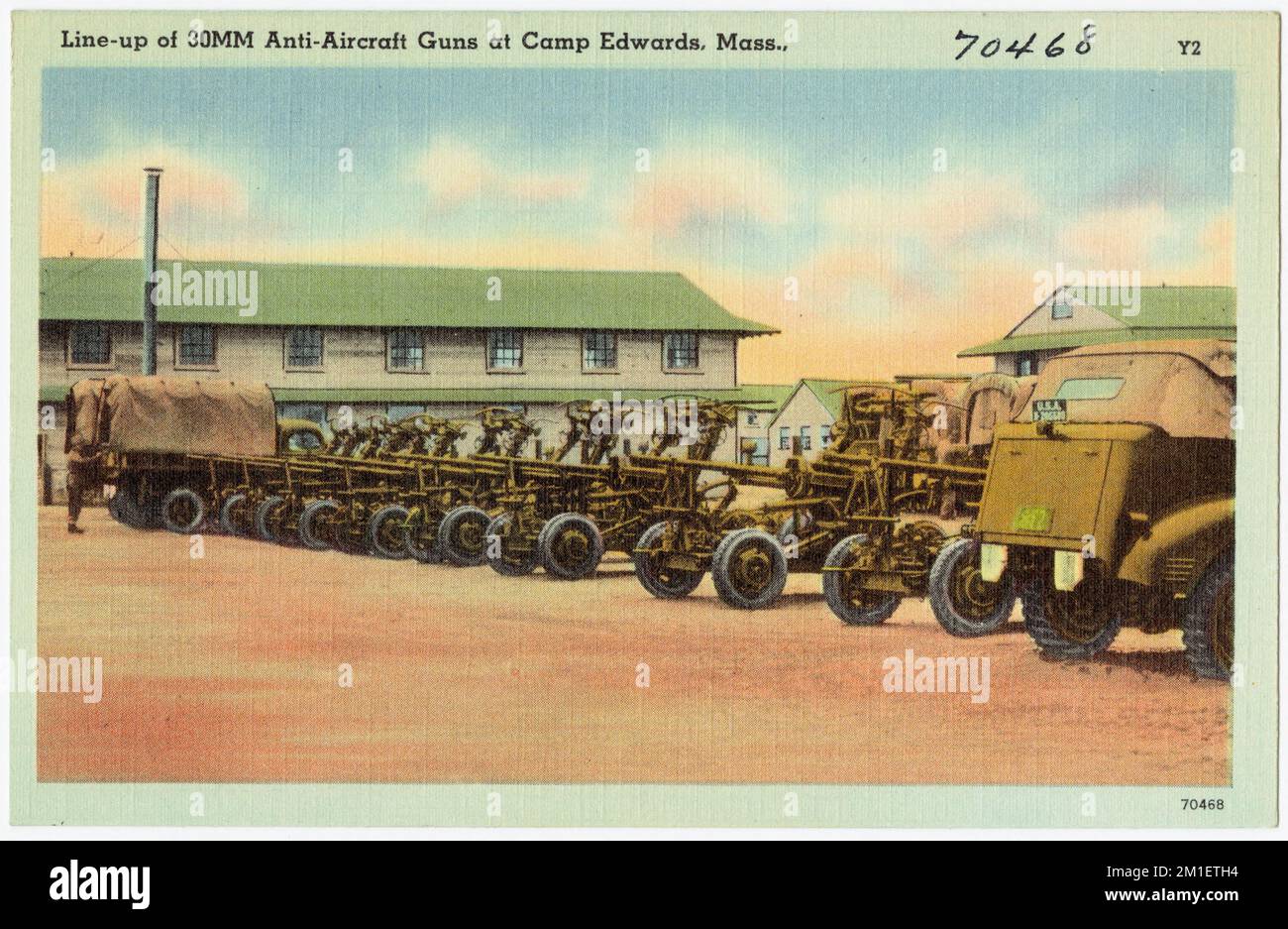 Line-up of 30MM Anti-Aircraft guns at Camp Edwards, Mass ...