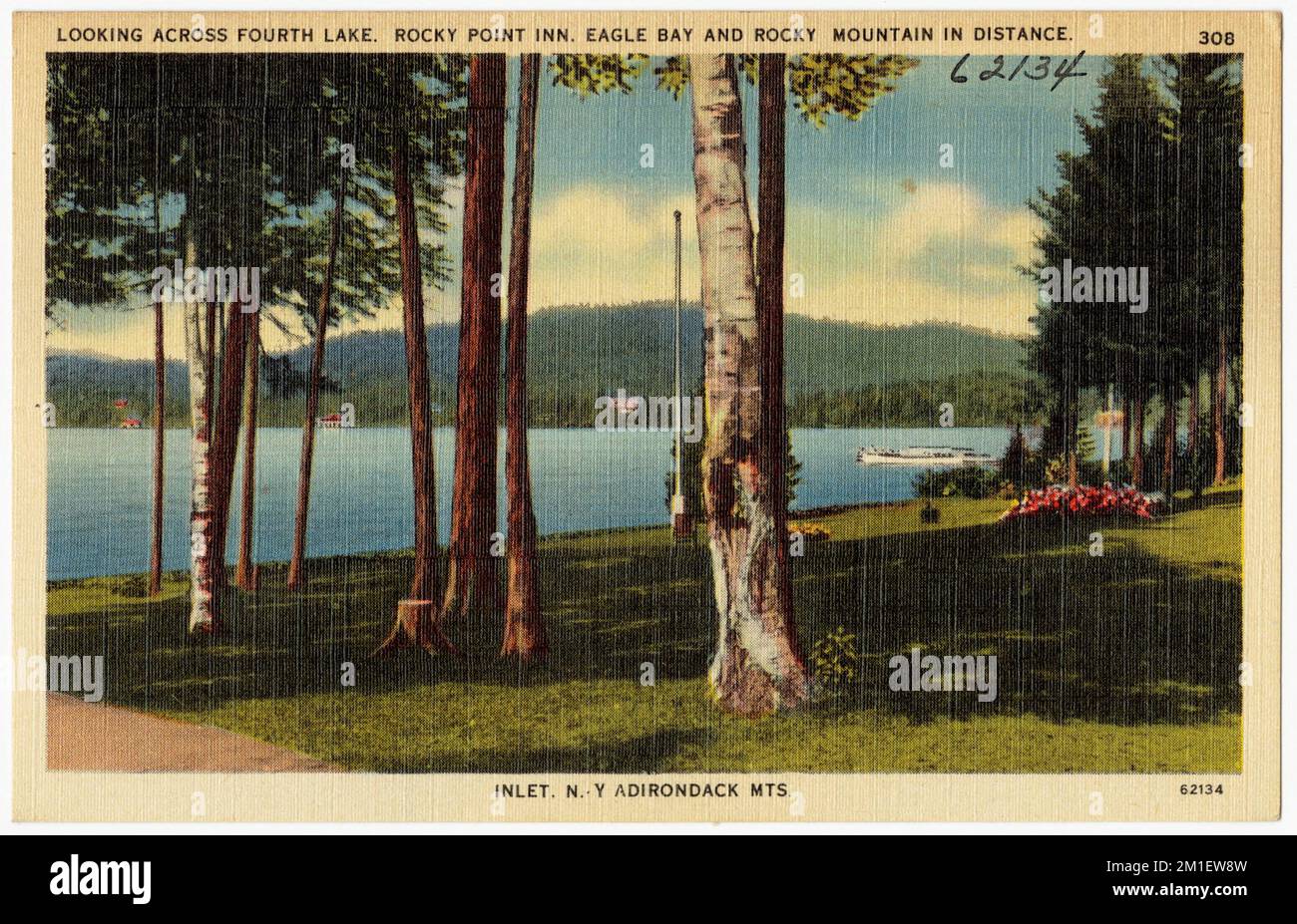 Looking across Fourth Lake, Rocky Point Inn, Eagle Bay and Rocky ...