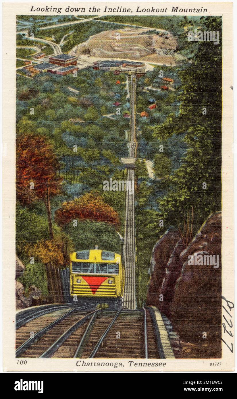 Looking down the incline from the top of Lookout Mountain, Chattanooga ...