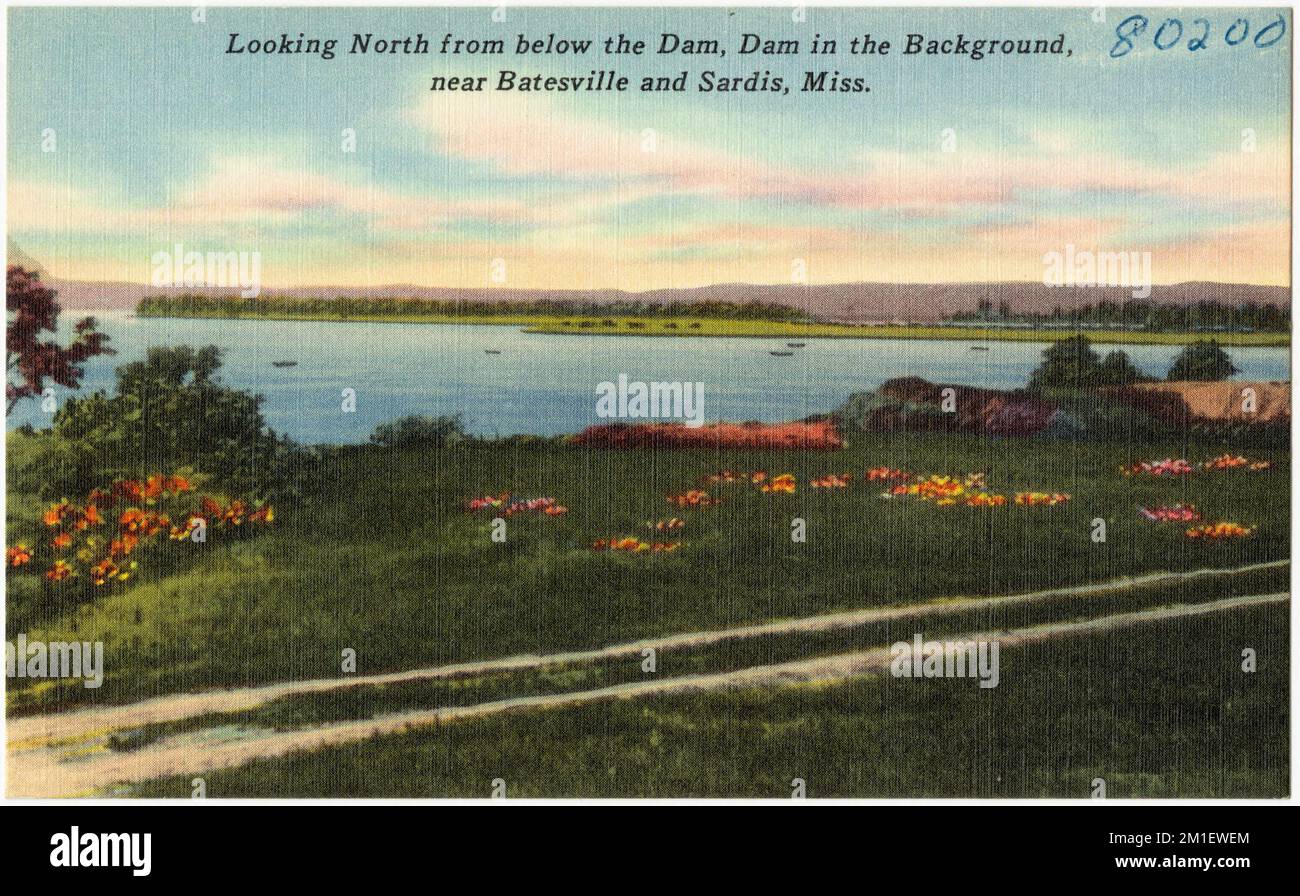 Looking north from below the Dam, Dam in the background, near ...