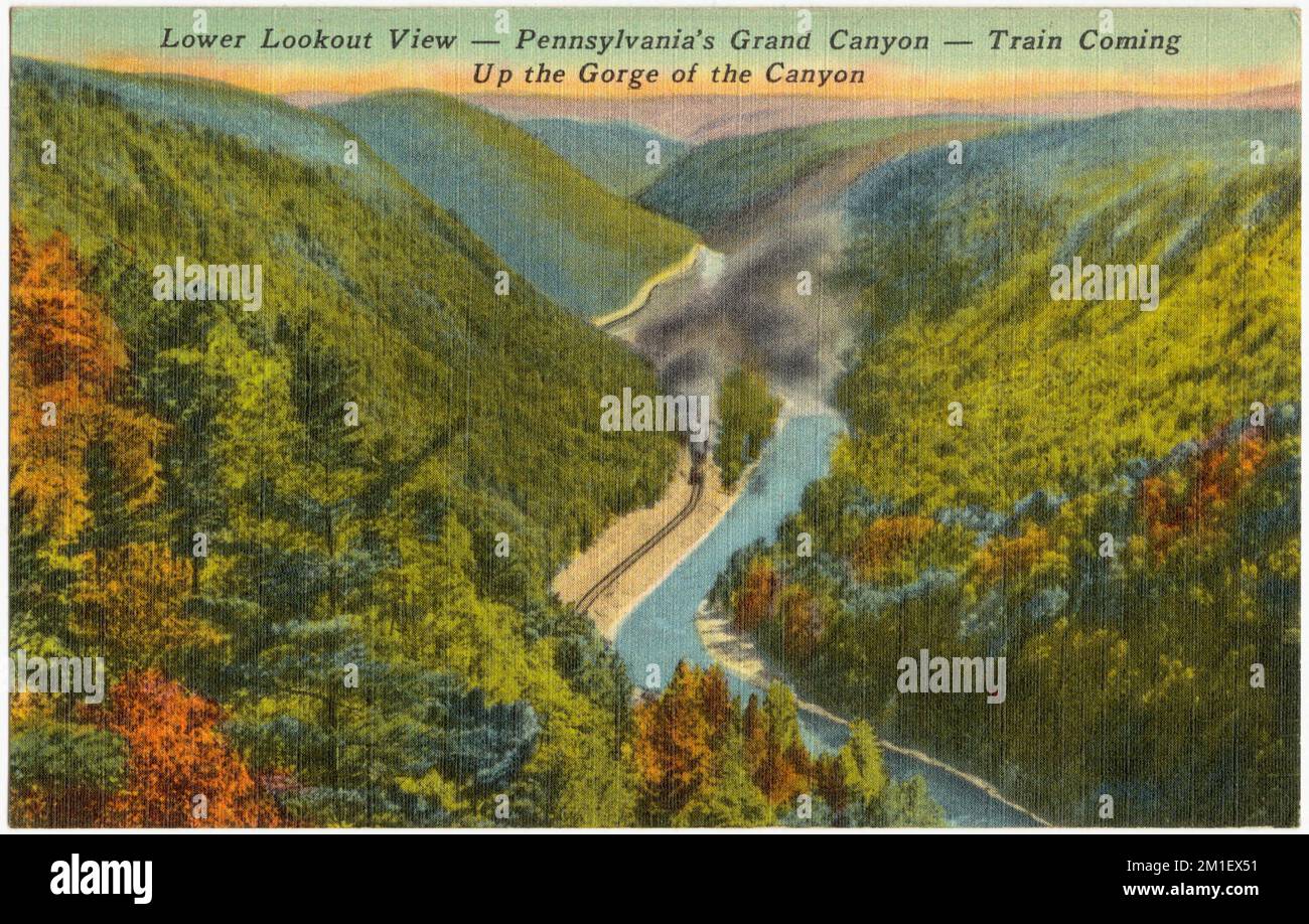 Lower lookout view -- Pennsylvania's Grand Canyon -- Train coming up ...