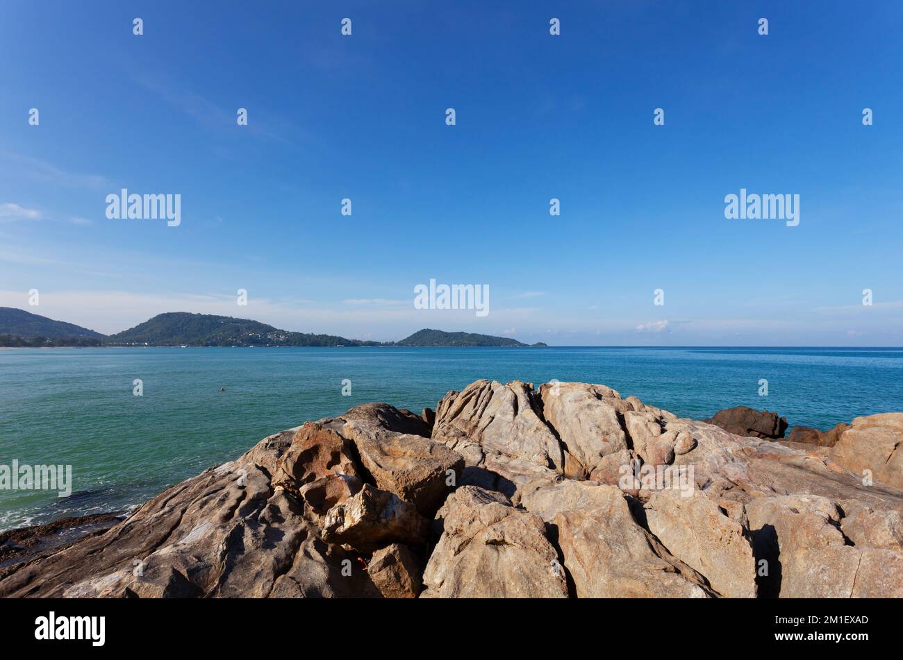 Summer seashore Amazing sea clear blue sky and white clouds Wave ...