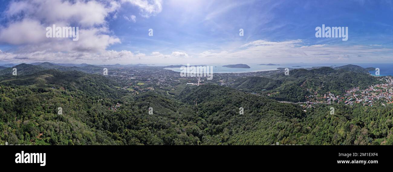 Aerial view Panorama mountains range in phuket Thailand, Aerial view ...