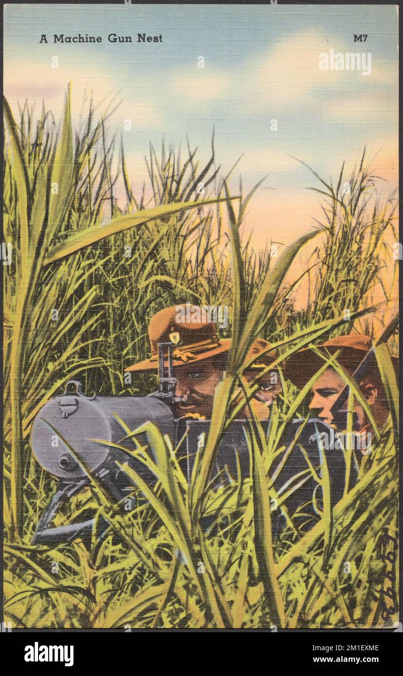 A machine gun nest , Military personnel, Machine guns, Military ...