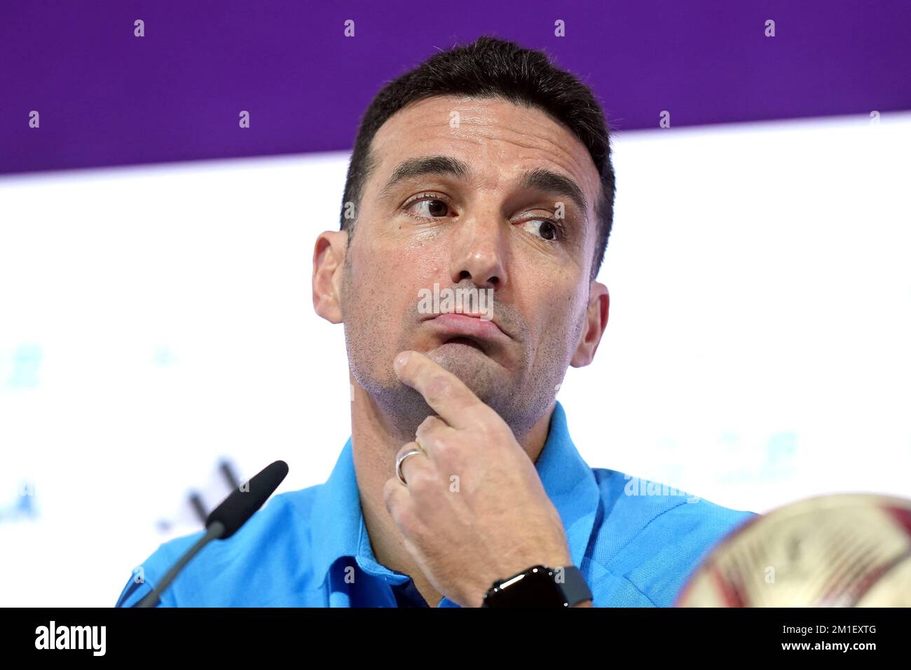 Argentina manager Lionel Scaloni during a press conference at the Main ...