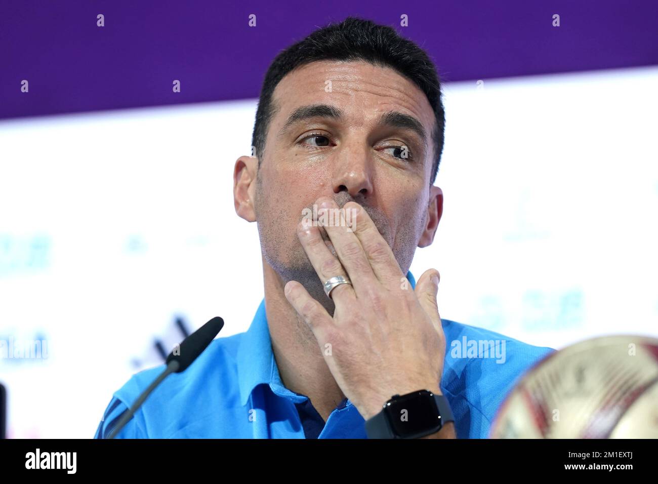 Argentina manager Lionel Scaloni during a press conference at the Main ...