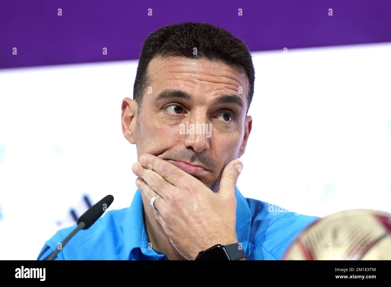 Argentina manager Lionel Scaloni during a press conference at the Main ...