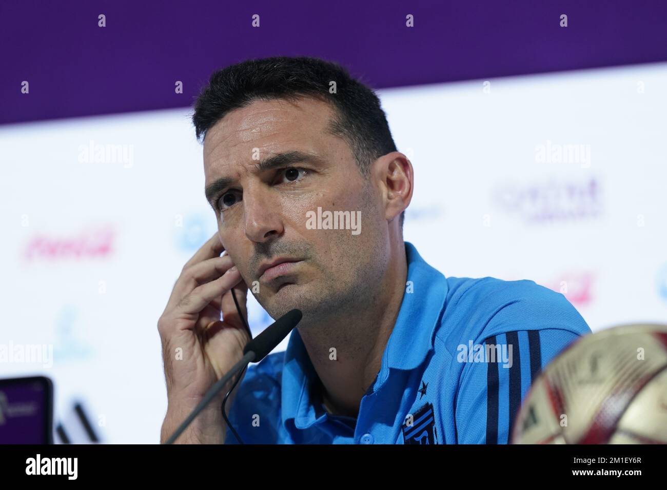 Argentina manager Lionel Scaloni during a press conference at the Main ...