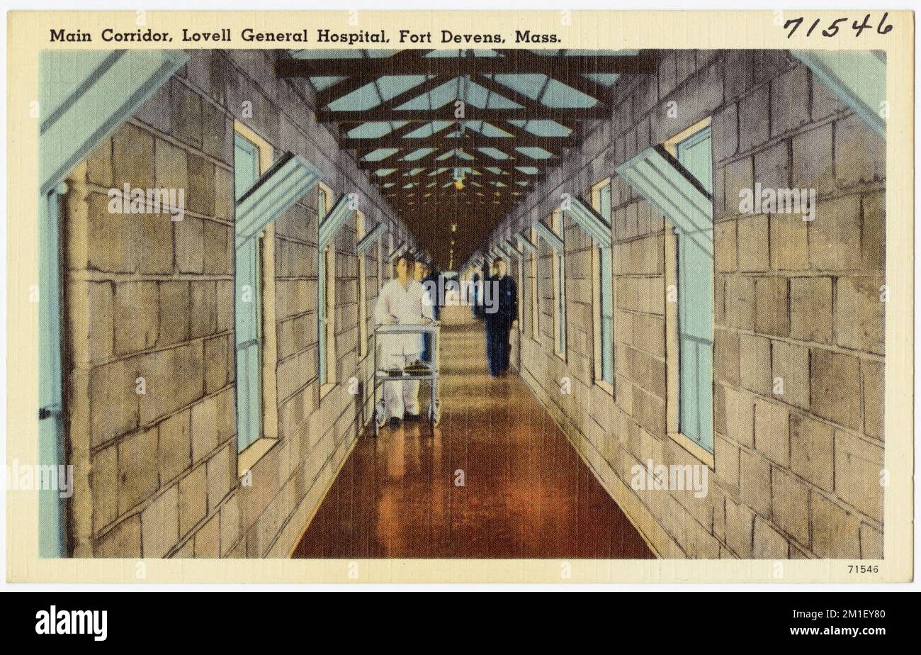Main Corridor, Lovell General Hospital, Fort Devens, Mass. , Interiors ...
