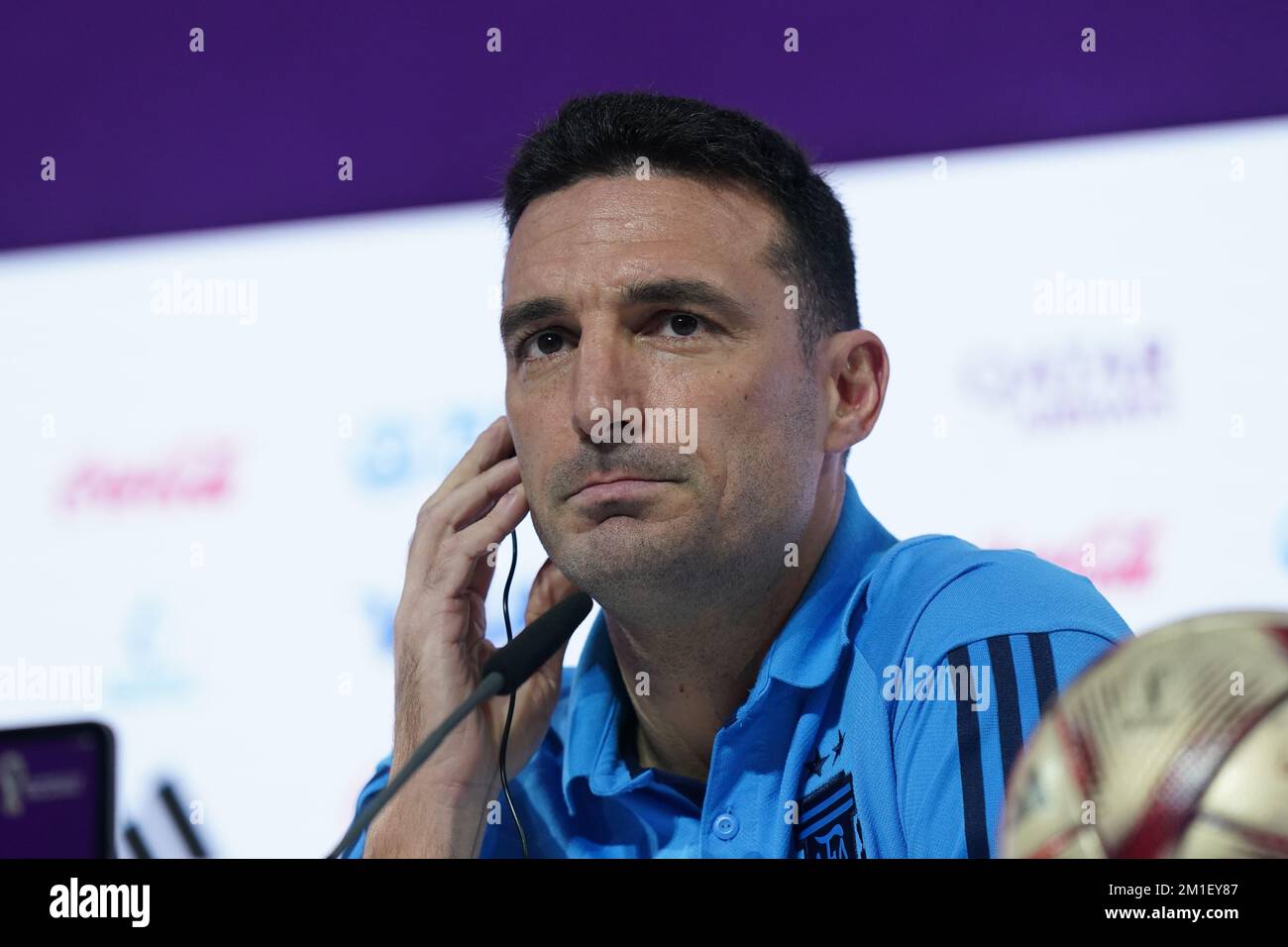 Argentina manager Lionel Scaloni during a press conference at the Main ...