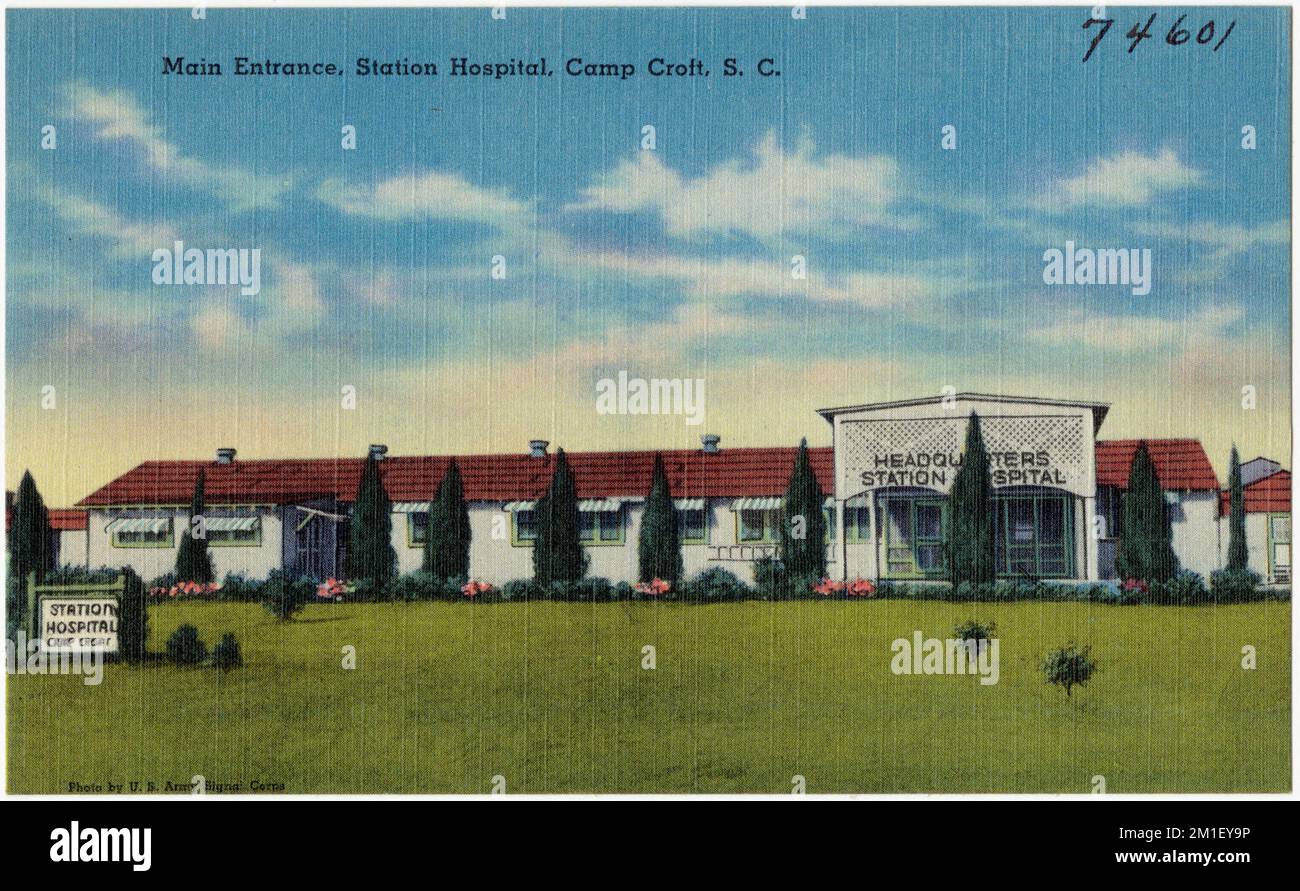 Main entrance, Station Hospital, Camp Croft, S. C. , Military ...