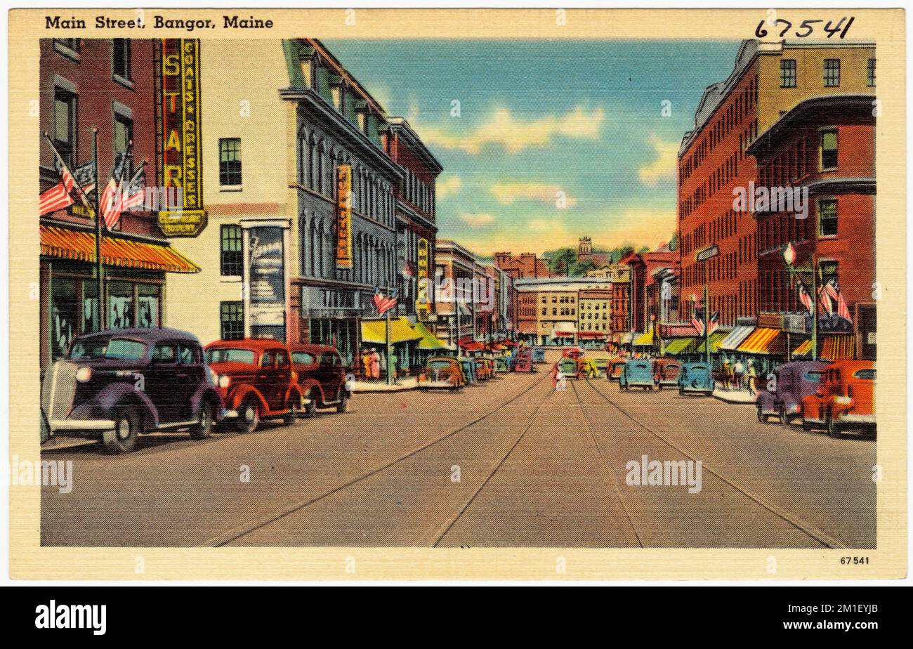 Main Street, Bangor, Maine , Cities & towns, Tichnor Brothers ...