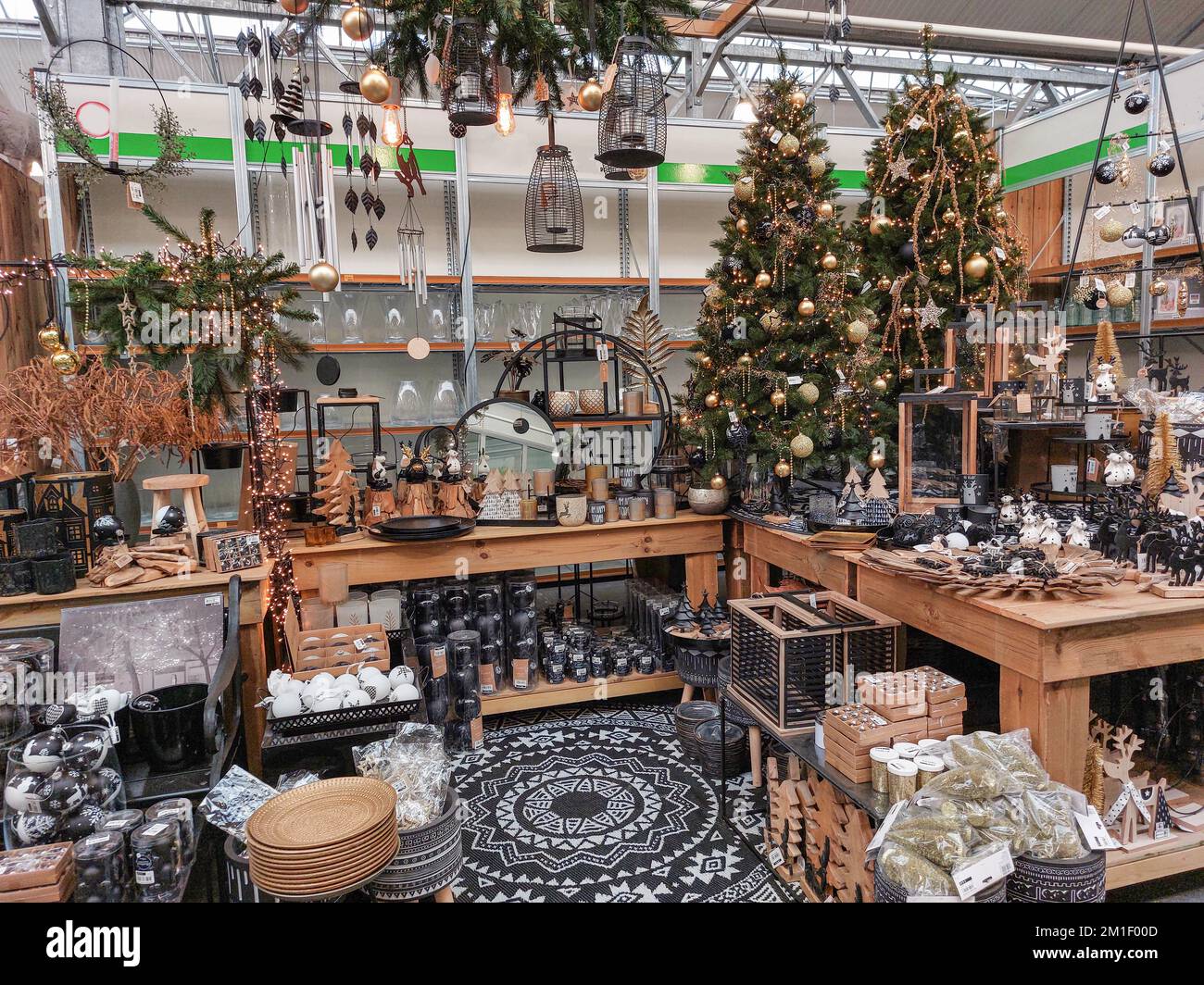 Masses of Christmas goods on the shelves in the store before the ...