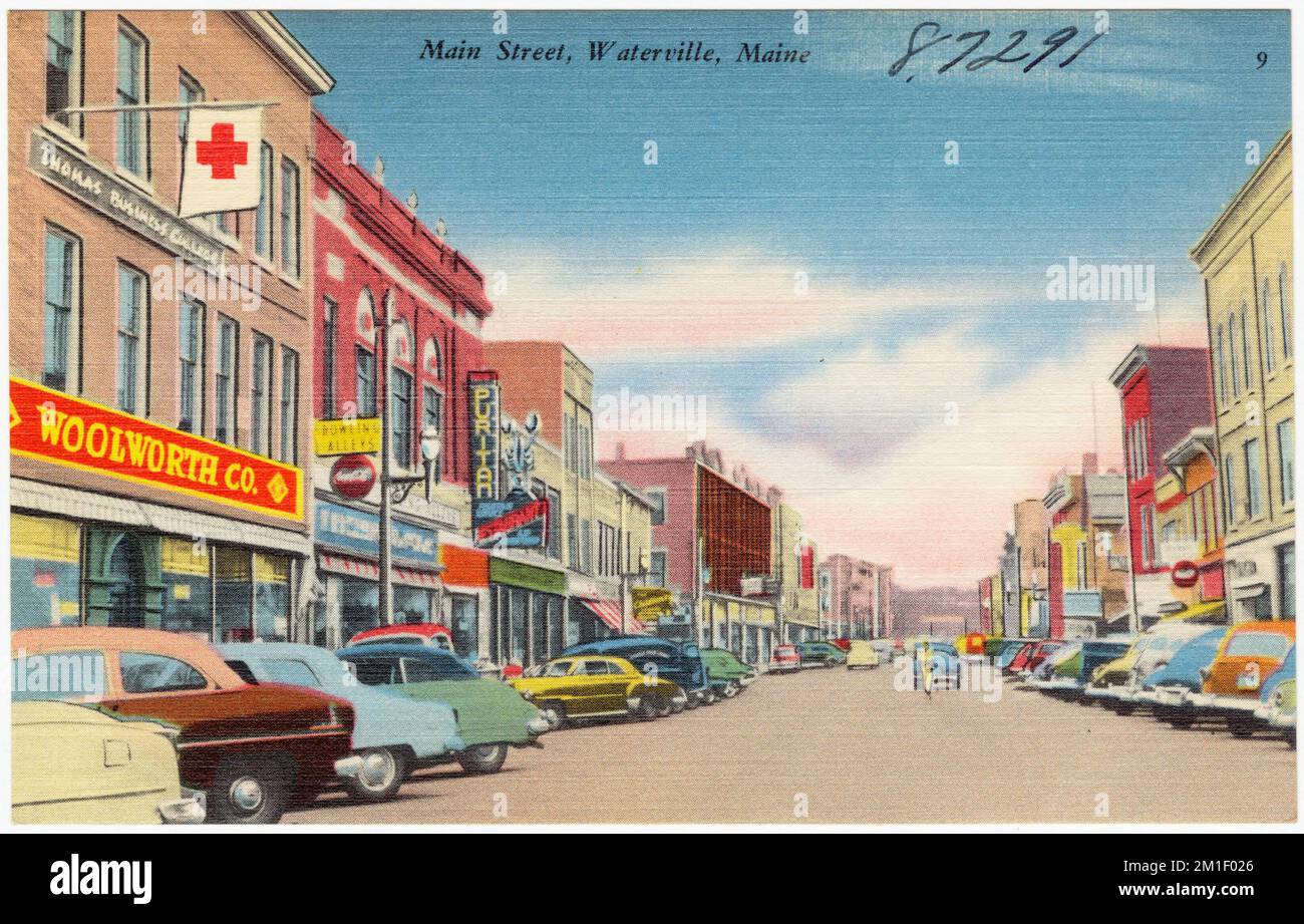 Main Street, Waterville, Maine , Cities & towns, Tichnor Brothers ...
