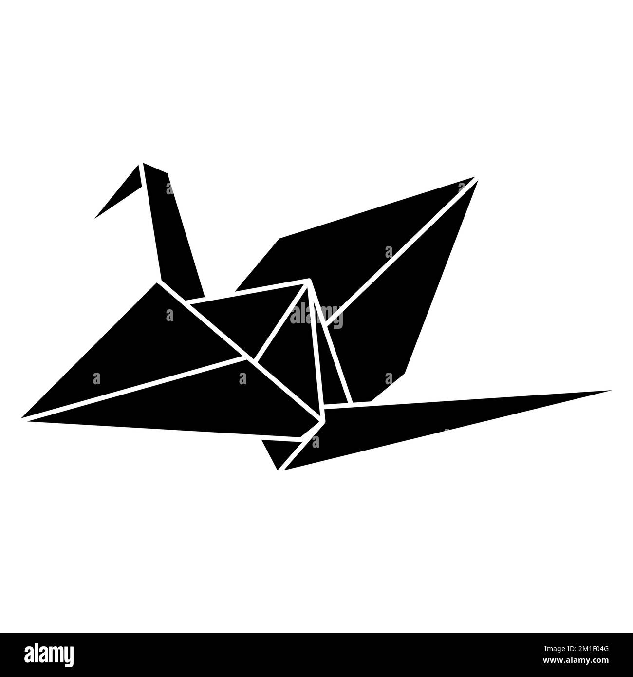 Origami crane vector silhouette illustration icon isolated on white ...