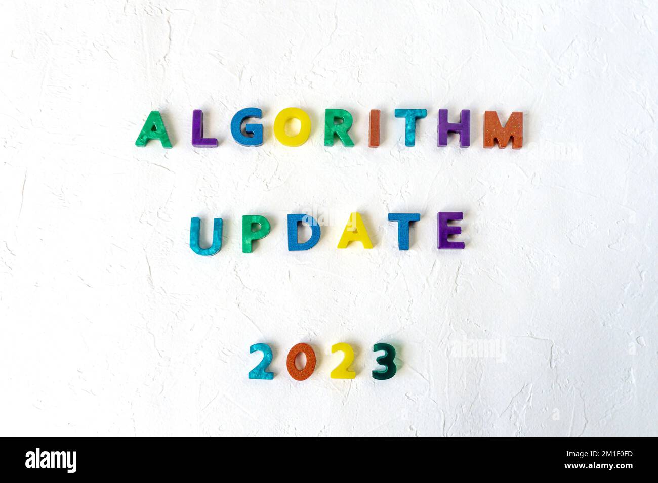 Algorithm Update 2023 Colorful Sign On White Background Seo Term For Search Engine Algorithm