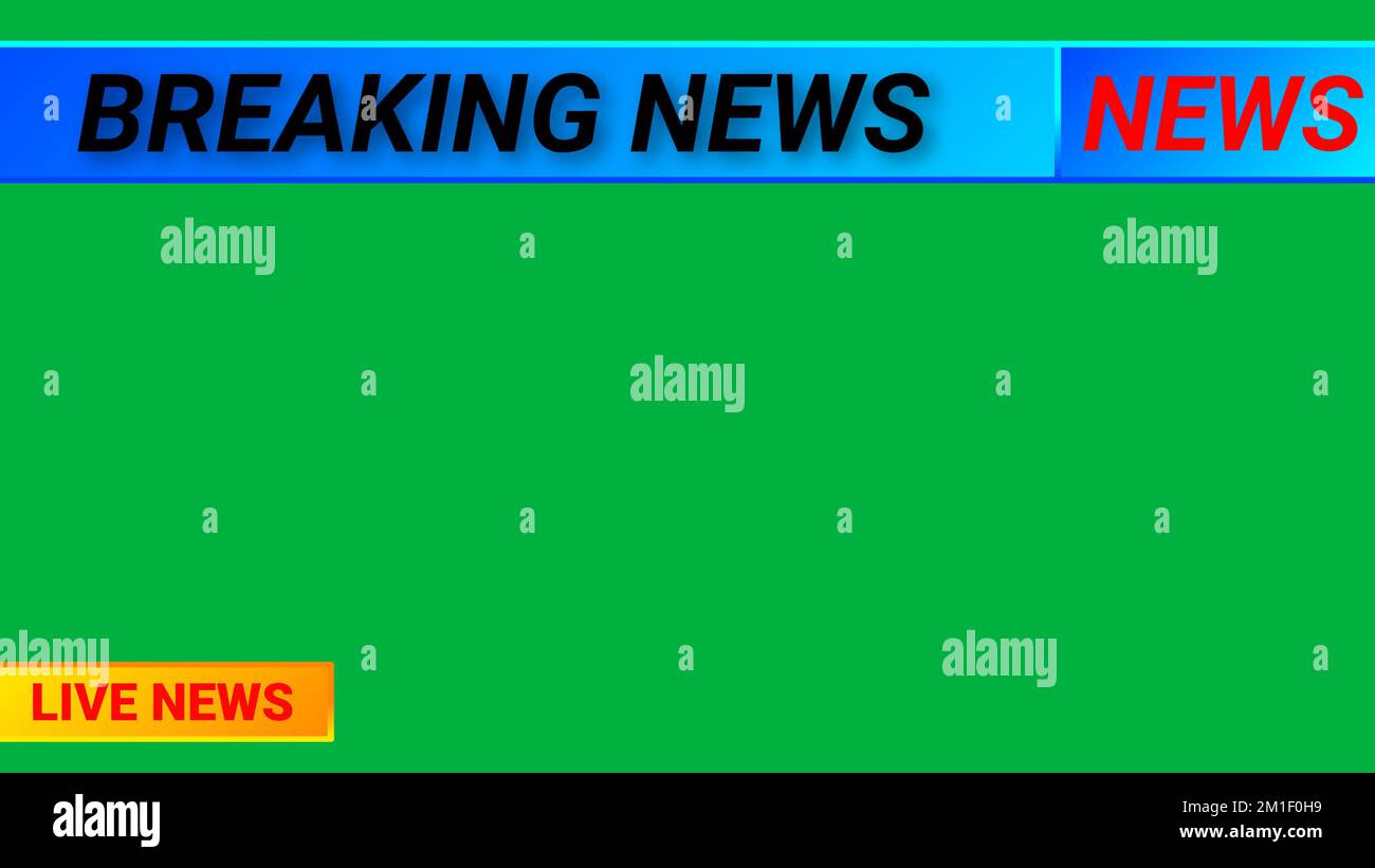 breaking news and live news illustration image on green screen. concept ...