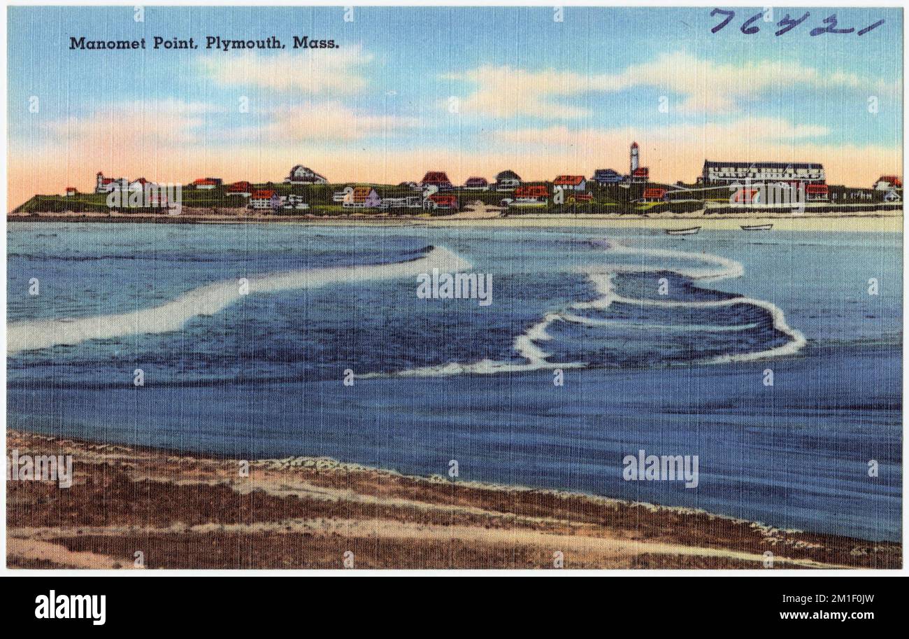 Manomet Point, Plymouth, Mass. , Bays Bodies of water, Tichnor Brothers ...
